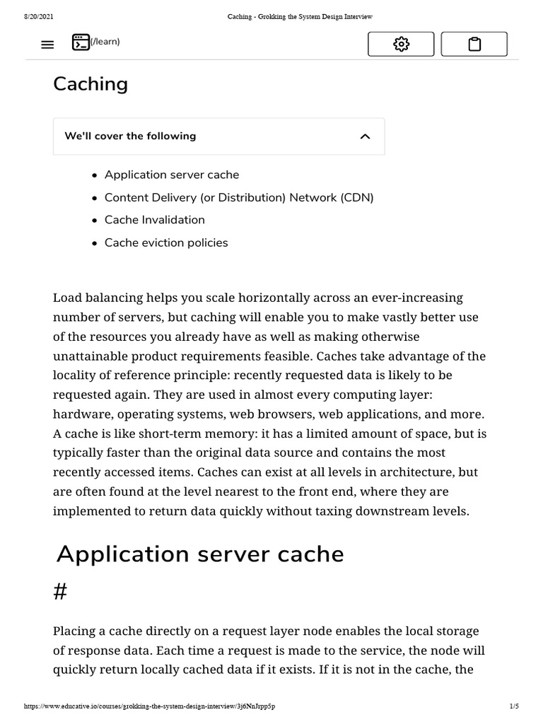 04_Caching - Grokking the System Design Interview | PDF | Cache (Computing) | Computer Networking