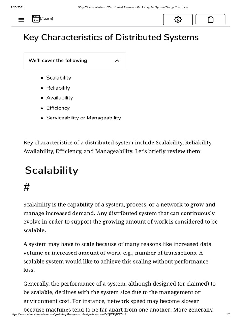 02 - Key Characteristics of Distributed Systems - Grokking The System Design Interview | PDF ...