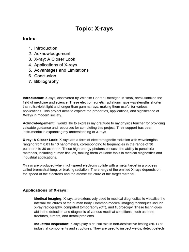 Topic_ X-rays | PDF | X Ray | Radiography