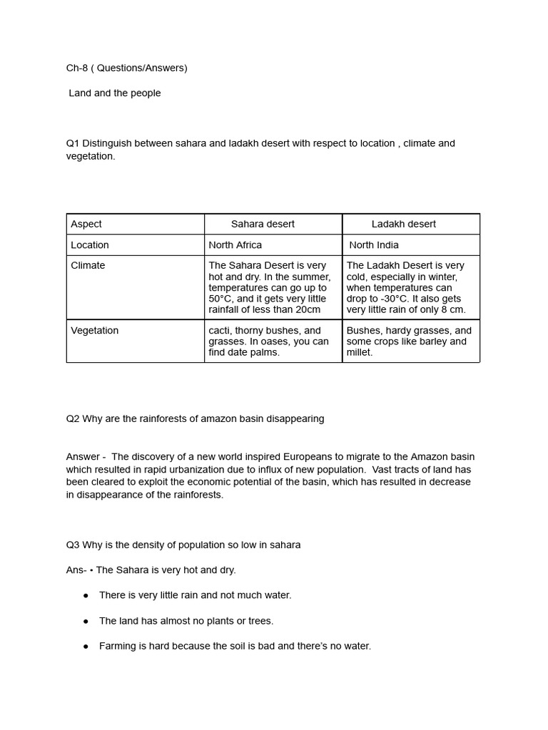 Ch 8 ( Questions Answers) | PDF | Desert | Agriculture