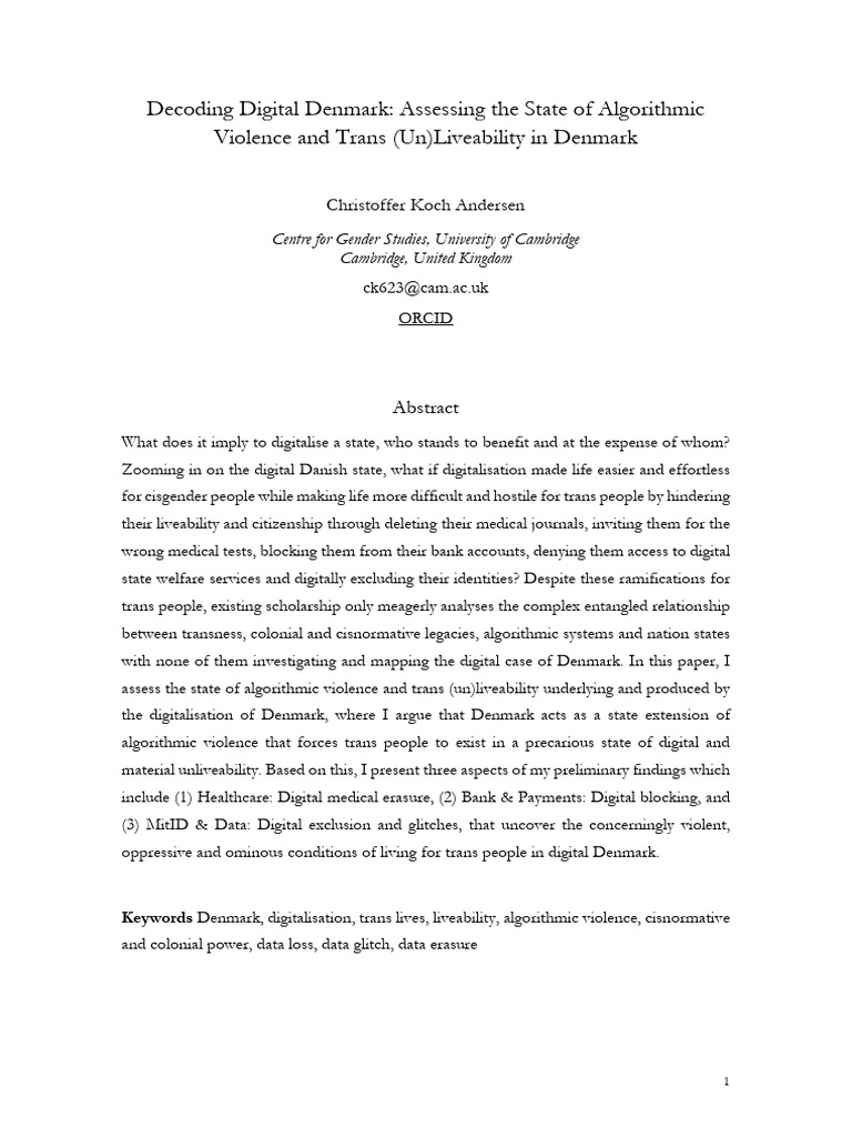 CKA 2024 Decoding Digital Denmark Assessing the State of Algorithmic Violence and Trans (Un ...