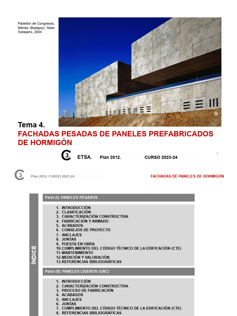 Tema 4. PANELES 2324 | PDF | Hormigón | Aislamiento térmico