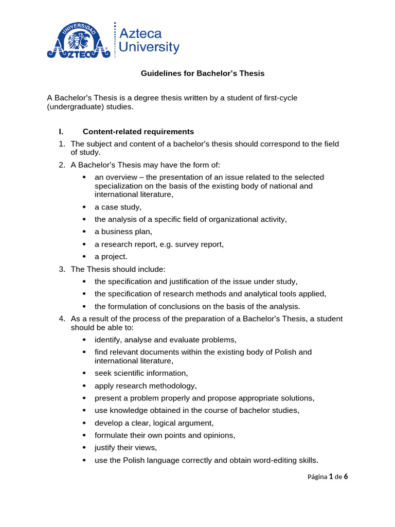 Guidelines for Bachelor’s Thesis | PDF | Thesis | Methodology