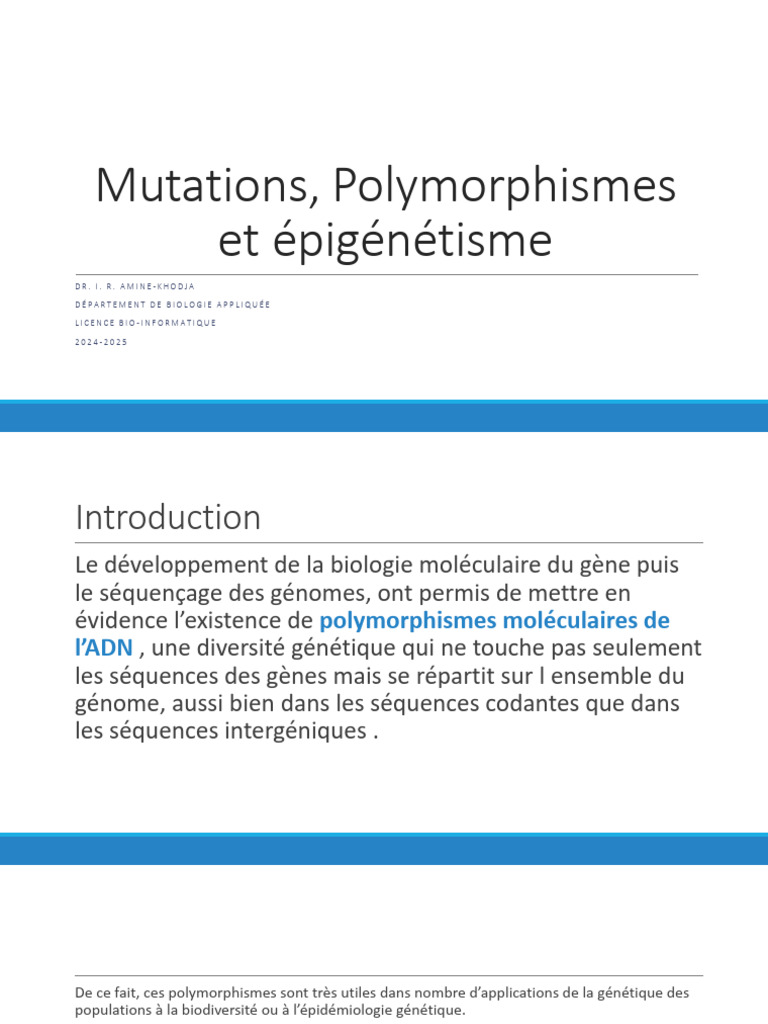 Polymorphisme Nucléotidique et ADN | PDF | Polymorphisme nucléotidique ...