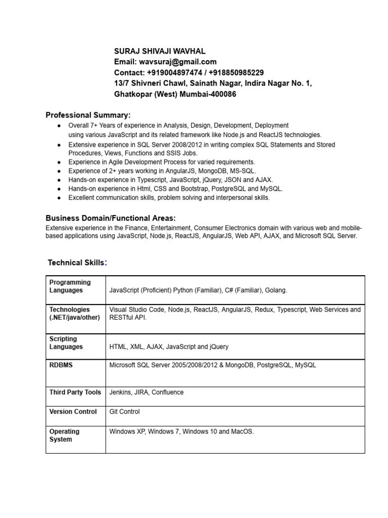 Suraj Wavhal Resume 2025 | PDF | Mobile App | Angular Js