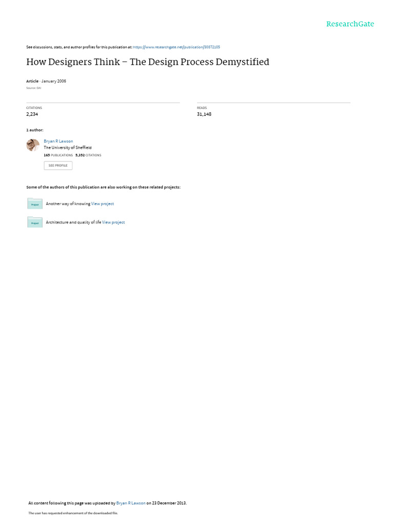 (B) LAWSON 1980 - How Designers Think - The Design Process Demystified | PDF | Thought | Creativity