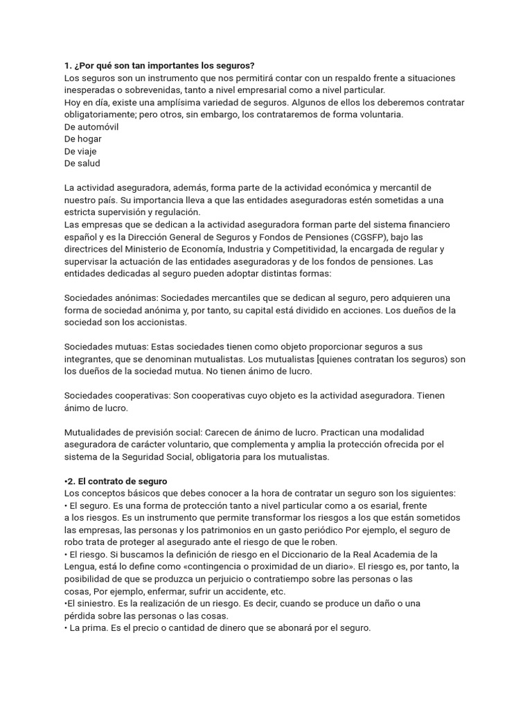 Importancia y Tipos de Seguros | PDF | Seguro | Póliza de seguros
