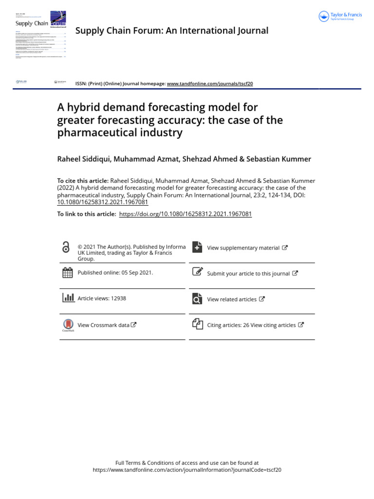 A Hybrid Demand Forecasting Model For Greater Forecasting Accuracy The Case of The ...