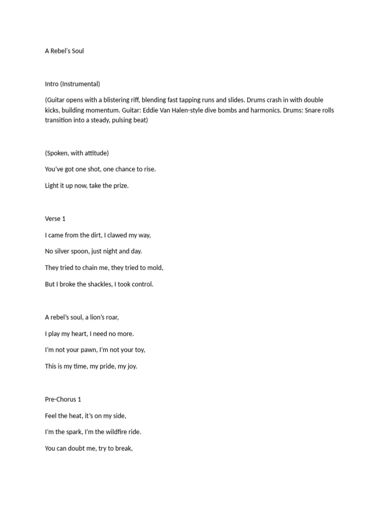 A Rebel's Soul | PDF | Song Structure | Musical Techniques