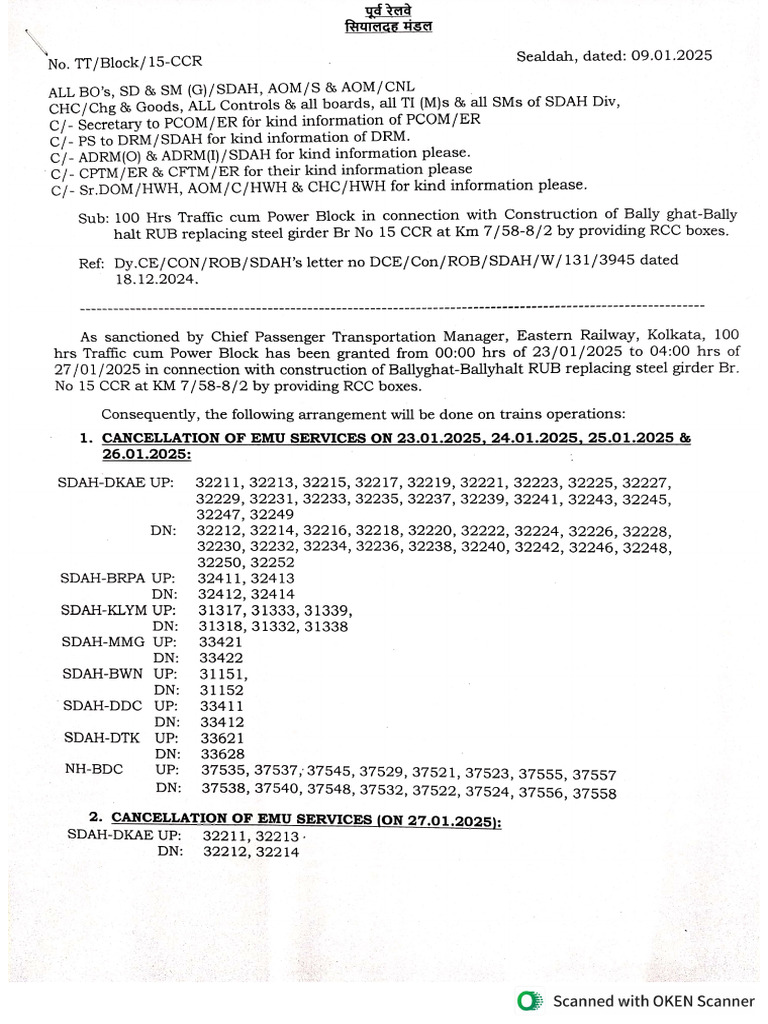 Circular On 100 Hrs Block of 15 CCR Block | PDF