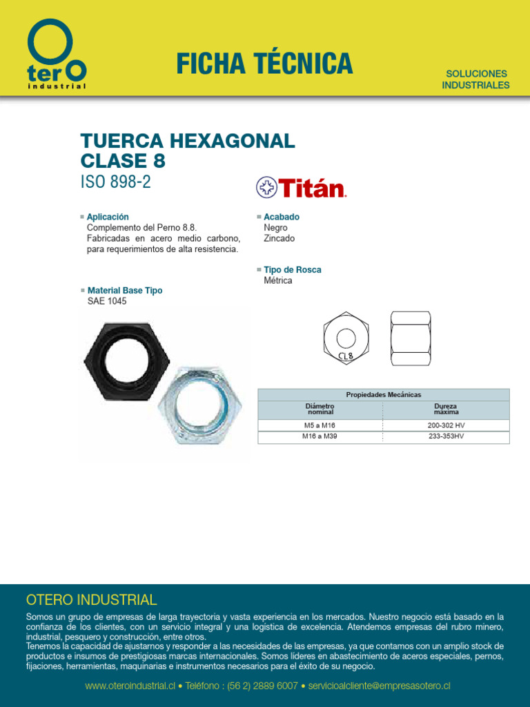 Tuerca-hex-Cl8.8 | PDF