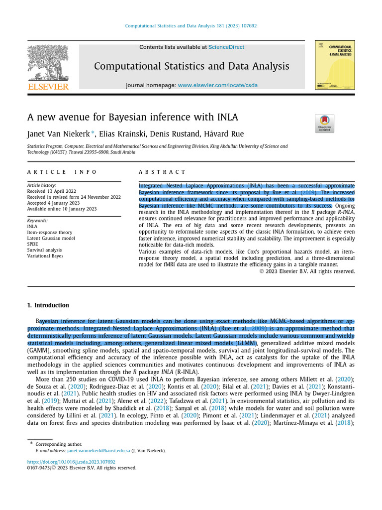 A new avenue for Bayesian inference with INLA | PDF | Statistical ... A new avenue for Bayesian inference with INLA | PDF | Statistical ...
