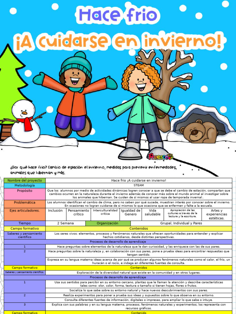 Aprendiendo sobre el Invierno | PDF | Educación de la primera infancia ...