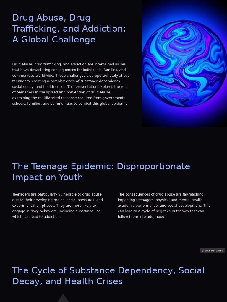 Drug Abuse Drug Trafficking and Addiction A Global Challenge | PDF ...