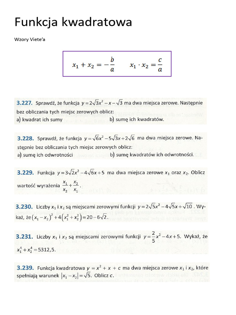 Funkcja kwadratowa Rozszerzenie | PDF