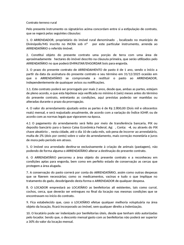 Modelo de Alugel Terrano | PDF | Leasing