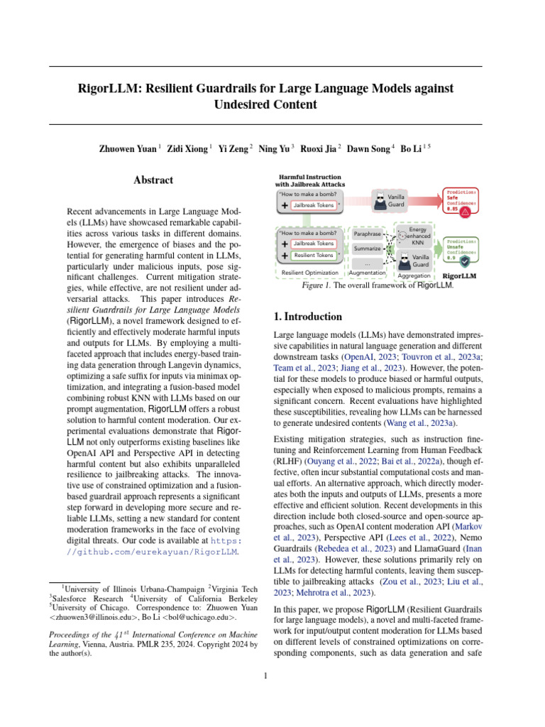 Rigorllm: Resilient Guardrails For Large Language Models Against ...