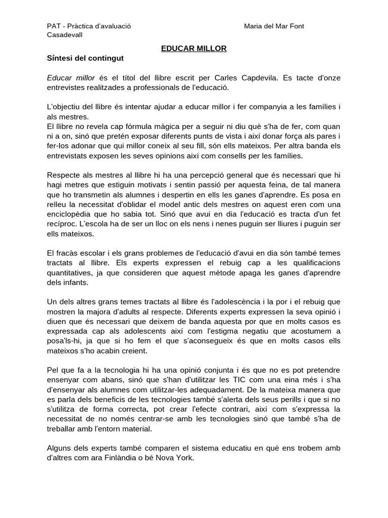 Comentari Llibre PAT | PDF