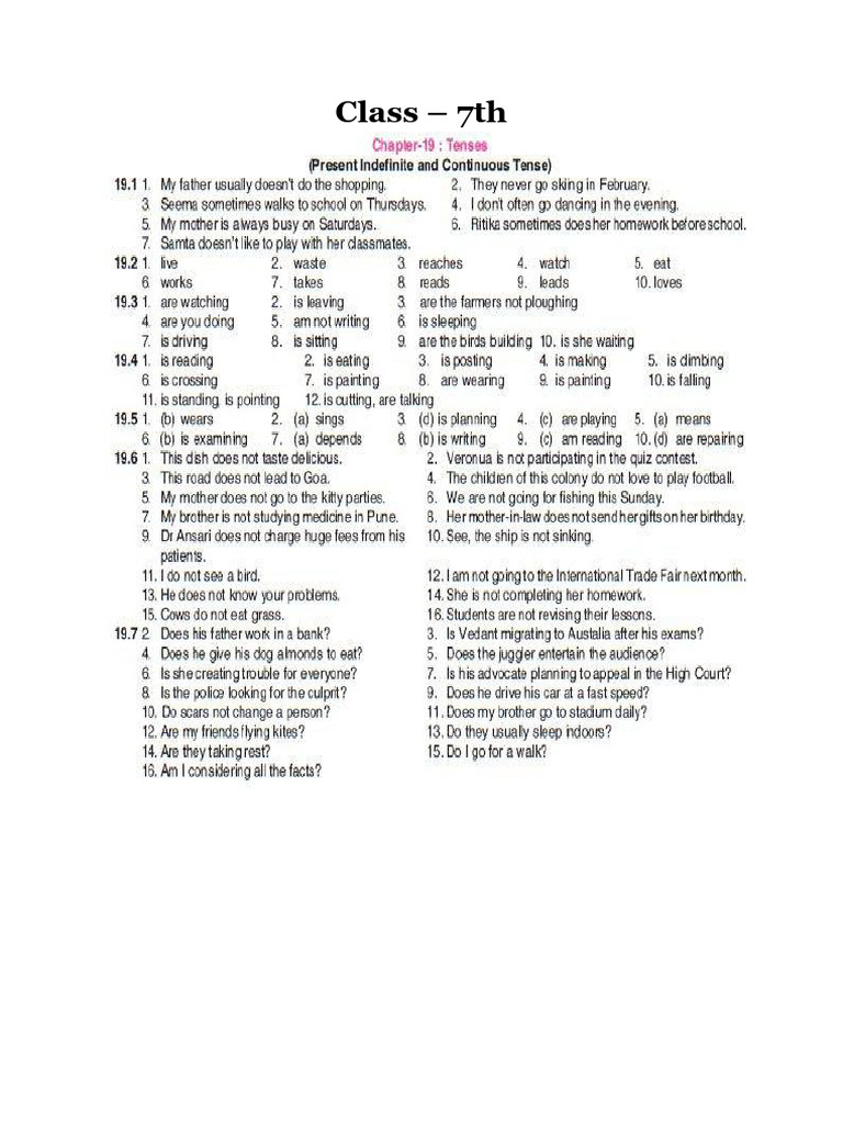 Class 7th grammar | PDF