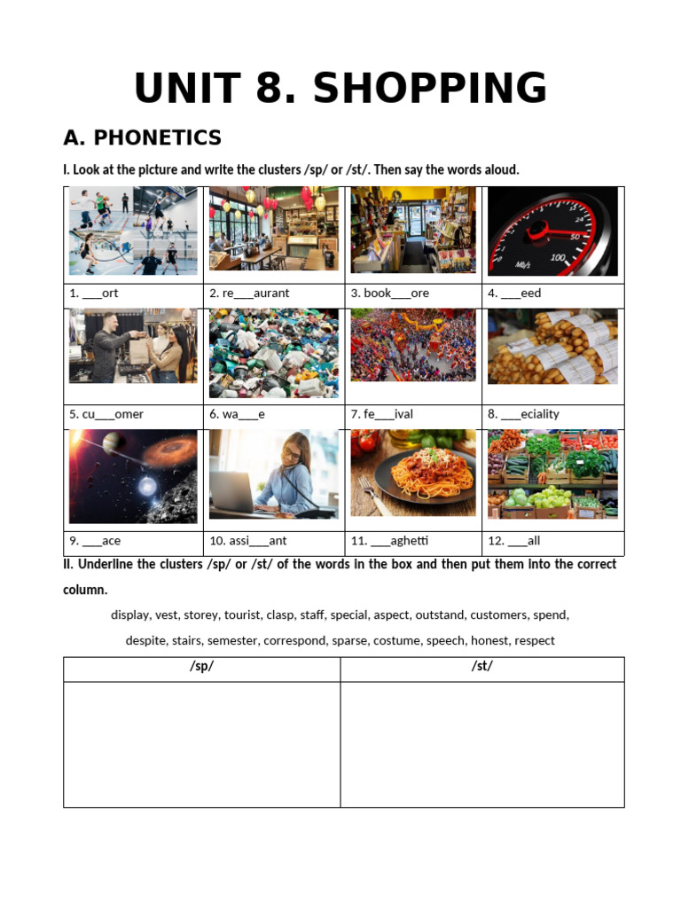 Bài Tập Tiếng Anh 8 Global Succes MLH - HTU UNIT 8. SHOPPING | PDF | Online Shopping | Supermarket