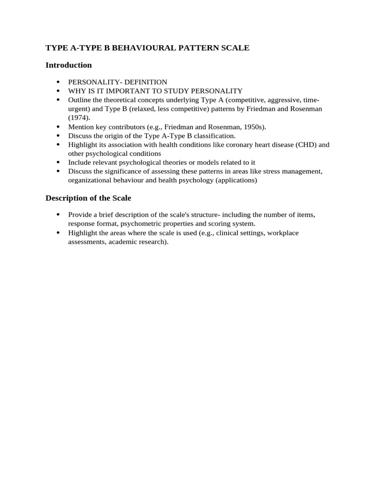 TYPE A, B Personality Disorder | PDF