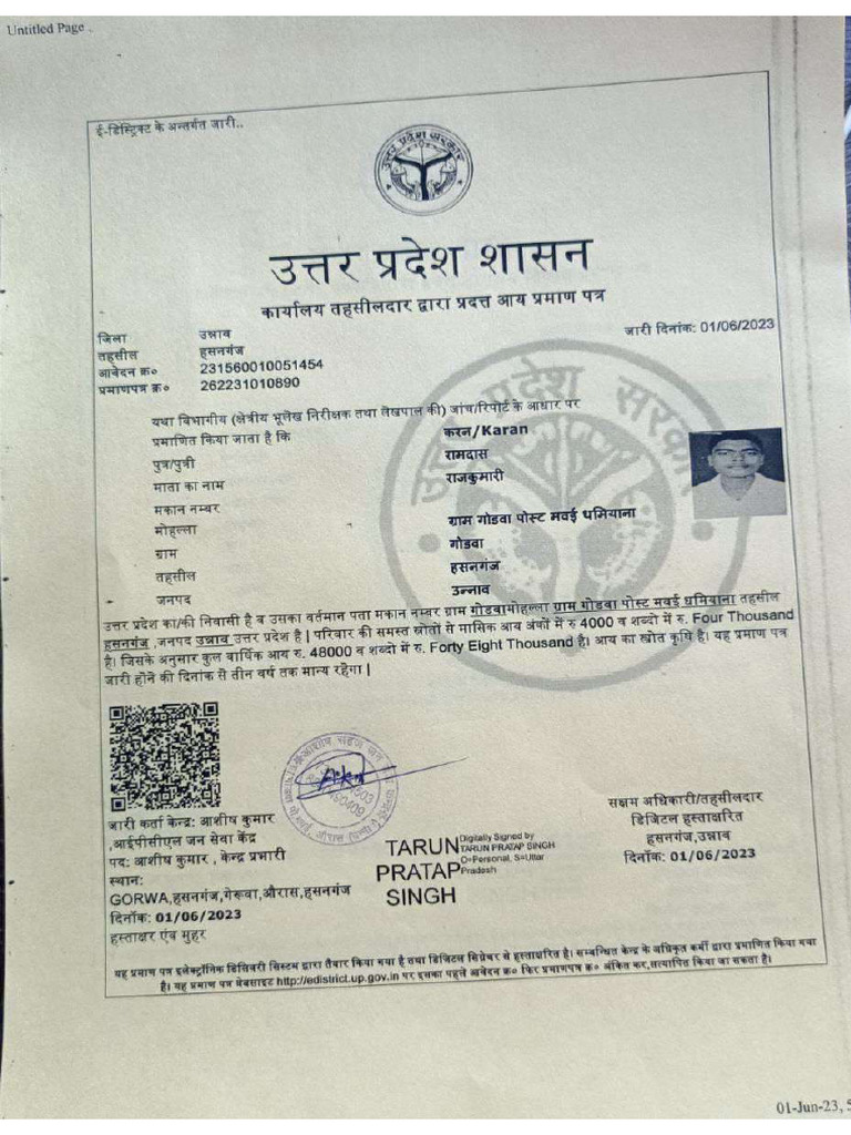 Income Certificate | PDF