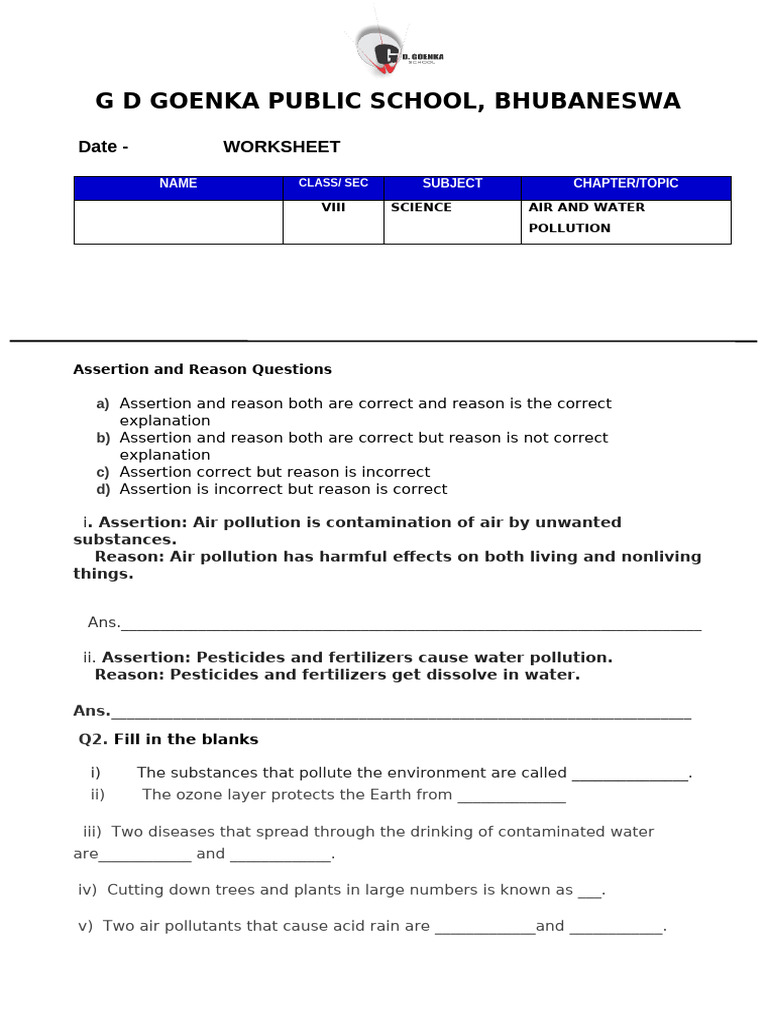 Air Pollution Class 8 06.01.25 | PDF | Pollution | Water