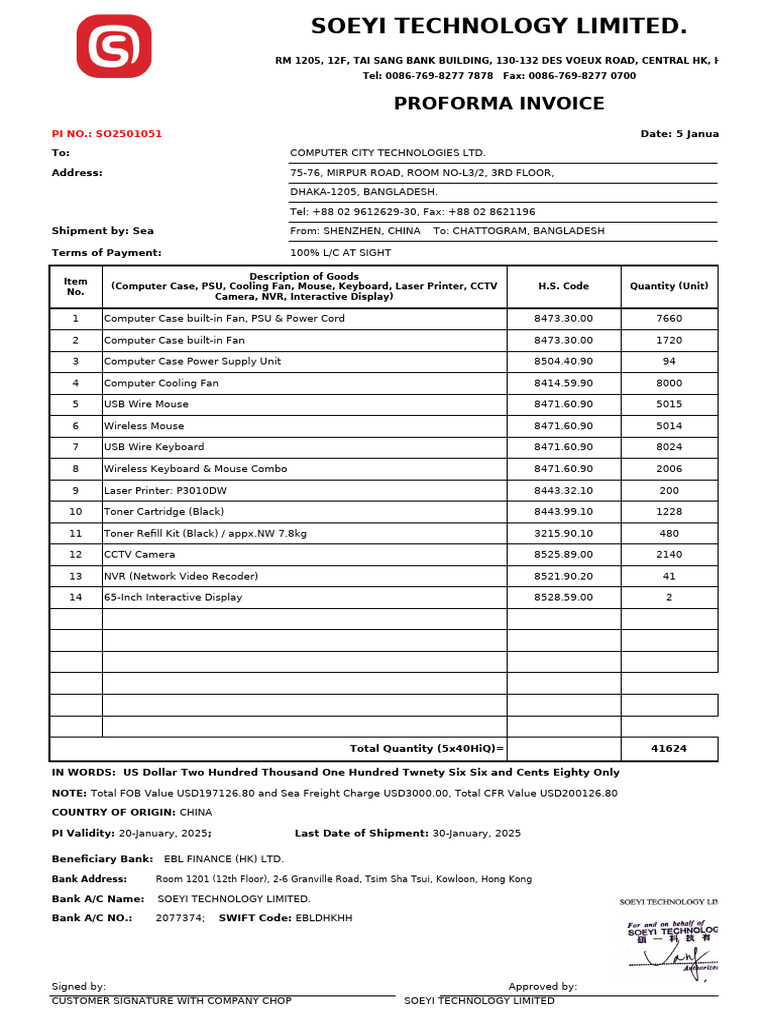 Soeyi Bank Pi Usd200126.80 For LC Ucb | PDF | Office Equipment | Computing