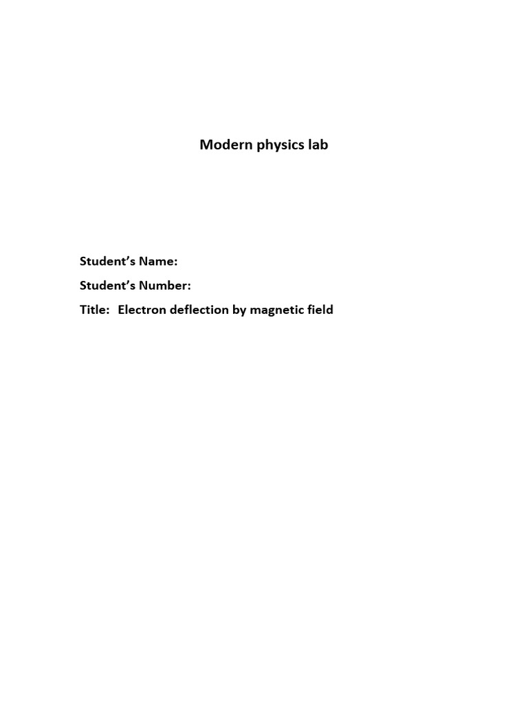 Physics Lab: Electron Deflection | PDF