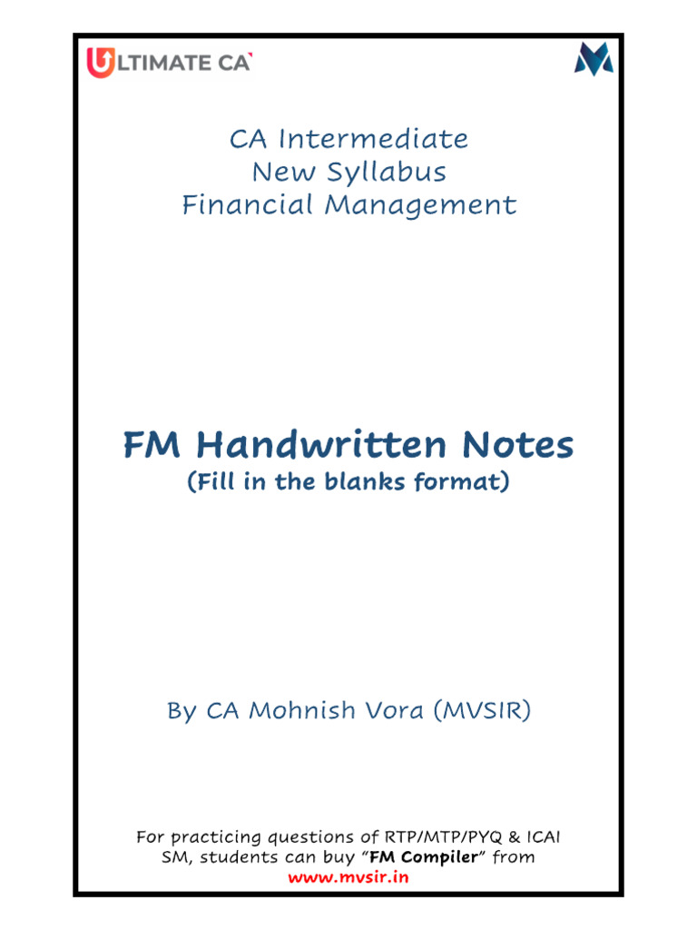 FM CHP 1 & Tvom - Handwritten - Mvsir | PDF