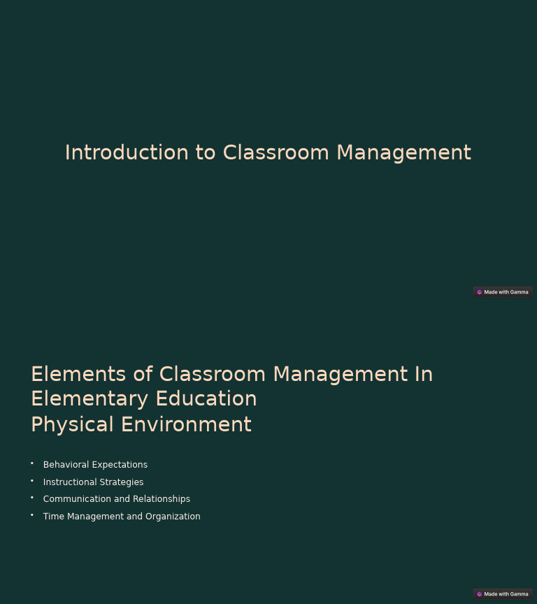 Introduction To Classroom Management | PDF