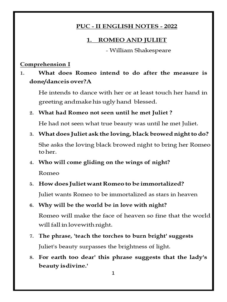 2 pu notes springs | PDF | Characters In Romeo And Juliet | Romeo And ...