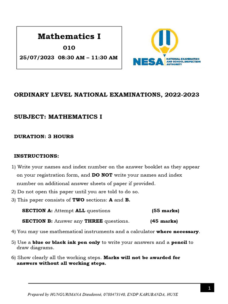 2022-2023 Ordinary Level Maths Exam | PDF | Mathematics | Triangle