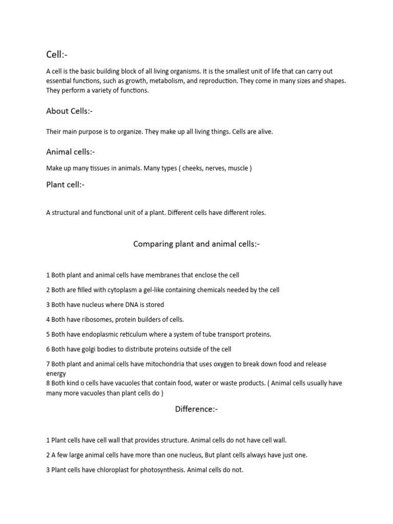 Plant and Animal Cell | PDF