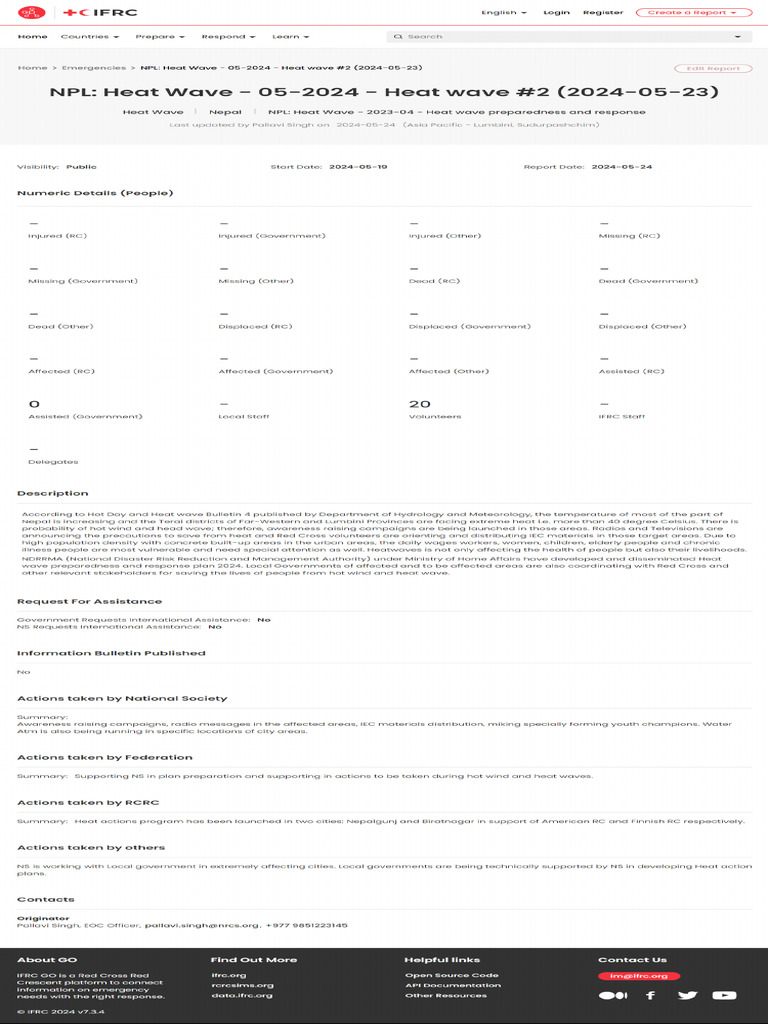 IFRC GO Field Report Details | PDF
