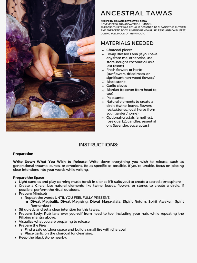 Full Moon Tawas Ritual for Cleansing | PDF
