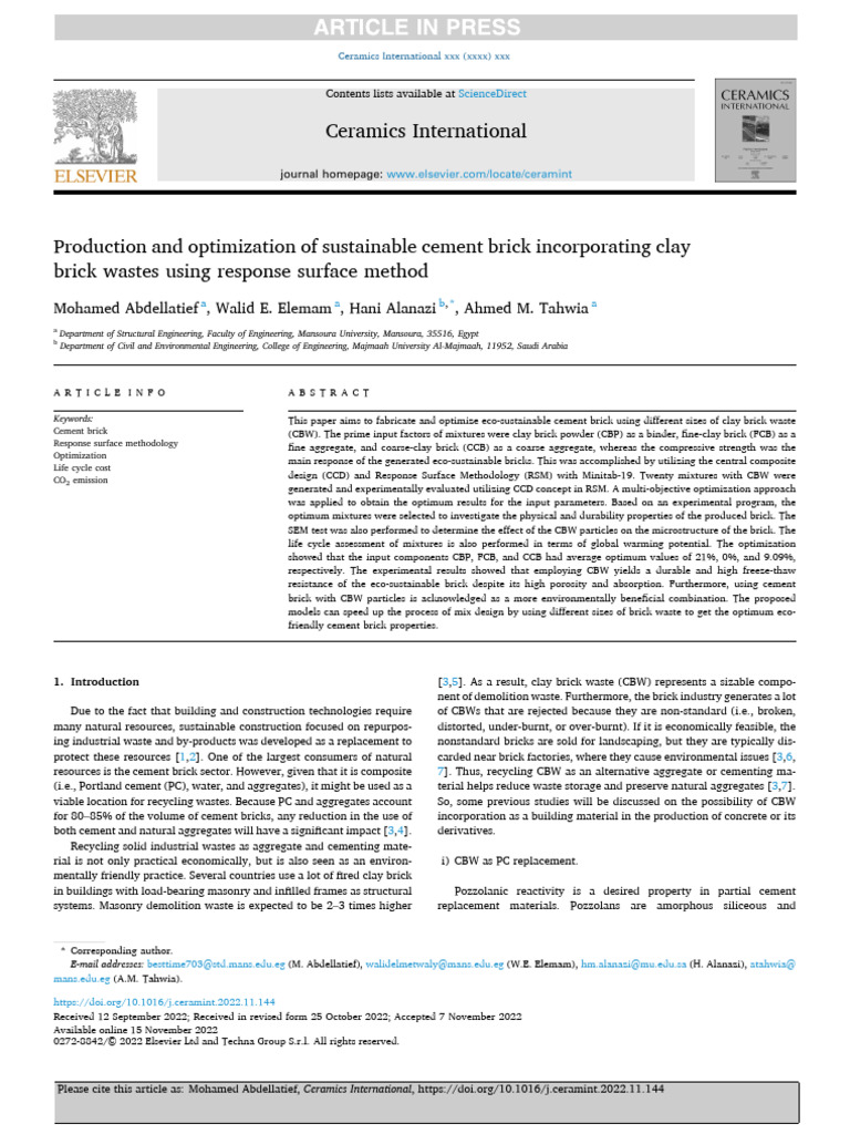 Sustainable Cement Brick Design | PDF | Concrete | Cement