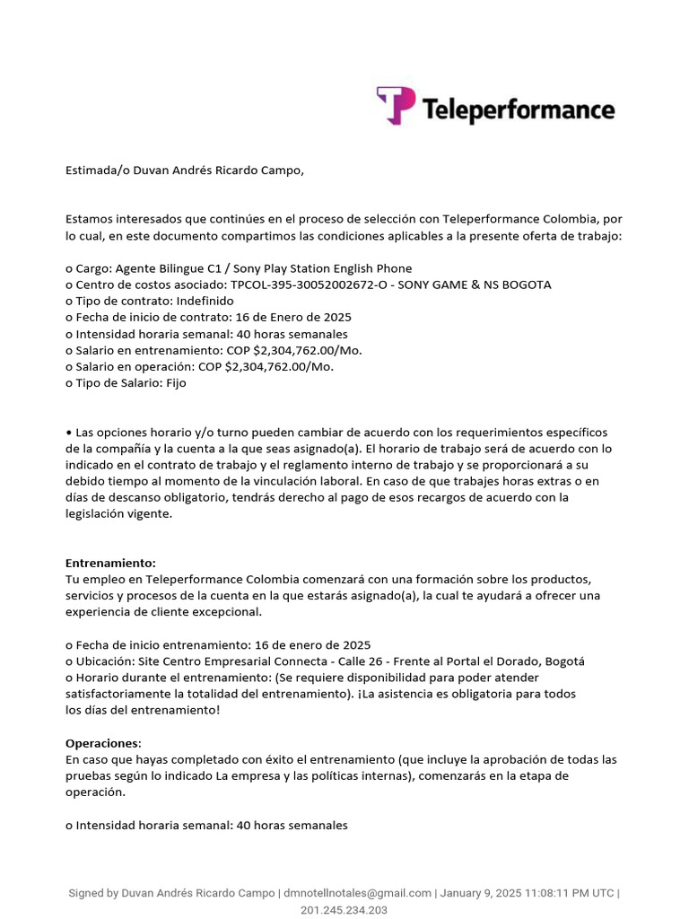 Offer Letter 797662 | PDF | Documento de identidad | Reclutamiento