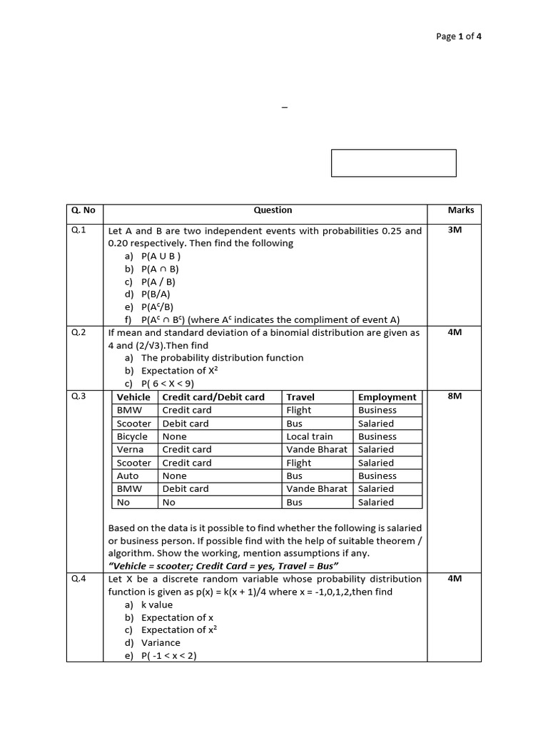 S2 - 23 (AIML) - ISM - EC2M - July 2024 | PDF | Statistical Models | Probability Theory