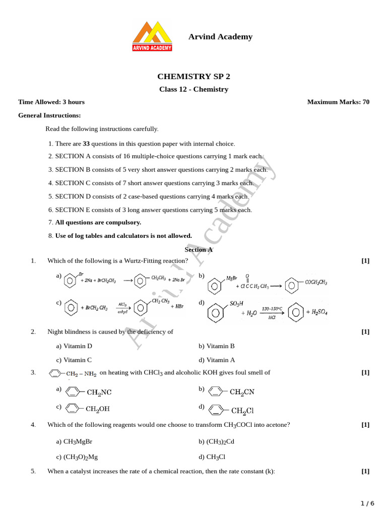 Question Chemistry SP 2 - 49117237 - 2025 - 01 - 12 - 07 - 17 | PDF ...