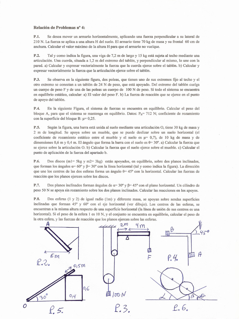 Problemas de Equilibrio y Fuerzas en Física | PDF | Fricción | Fuerza
