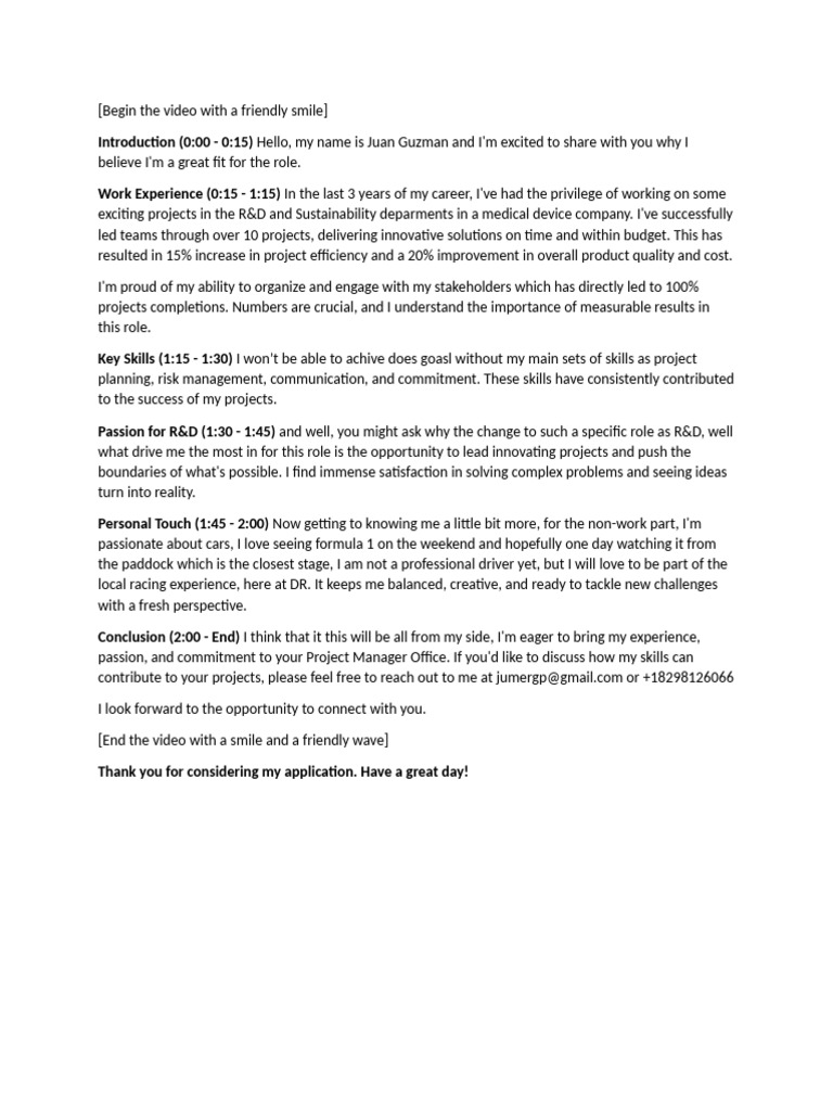 Friendly Introduction for Job Application | PDF