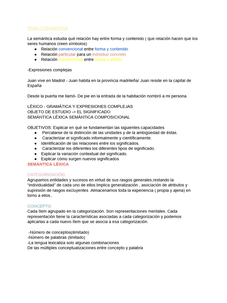 Semántica y Sintaxis: Conceptos Clave | PDF | Palabra | Oración ...