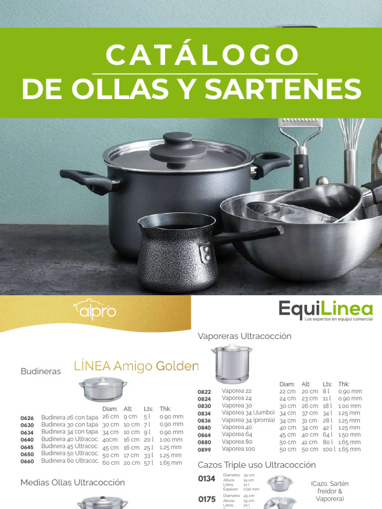 Catálogo Completo de Ollas y Sartenes | PDF | Cocinando | Materiales