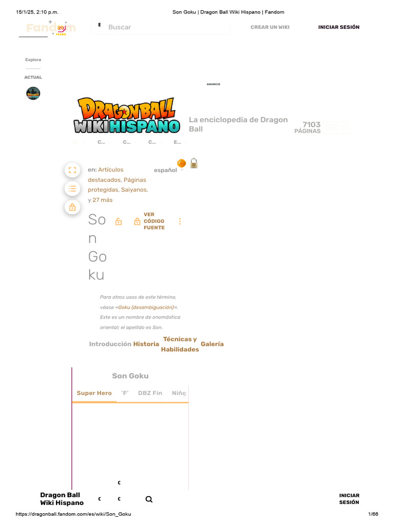 Son Goku _ Dragon Ball Wiki Hispano _ Fandom | PDF | esfera del dragón Son Goku _ Dragon Ball Wiki Hispano _ Fandom | PDF | esfera del dragón
