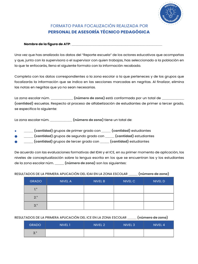 1.2.3. (3) Formato para Focalización Atp | PDF | Literatura | Aprendizaje