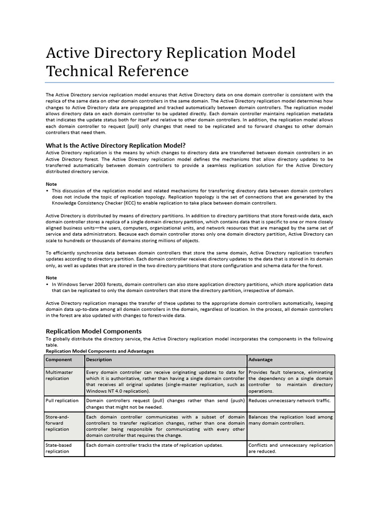 Active Directory Replication Model Technical Reference | PDF | Active Directory | Replication ...