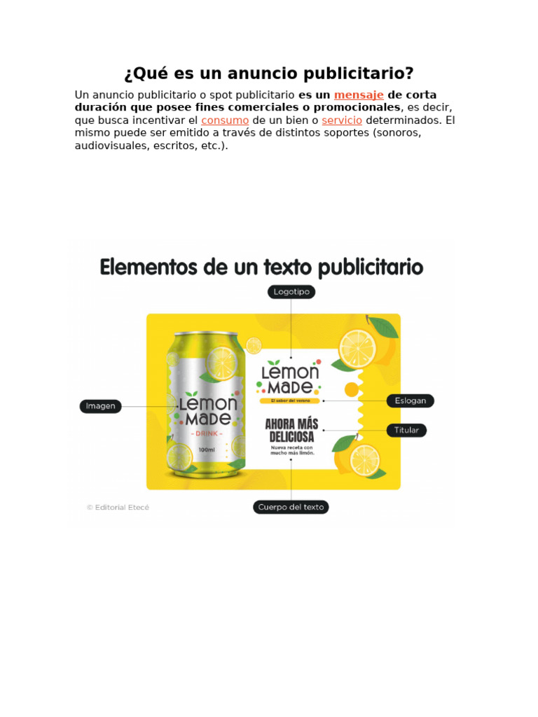 Qué Es Un Anuncio Publicitario | PDF | Publicidad
