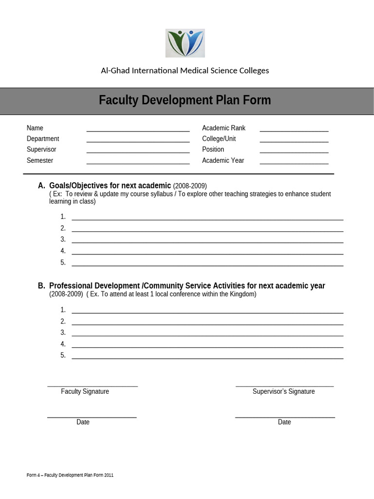 Faculty Development Plan Form | PDF