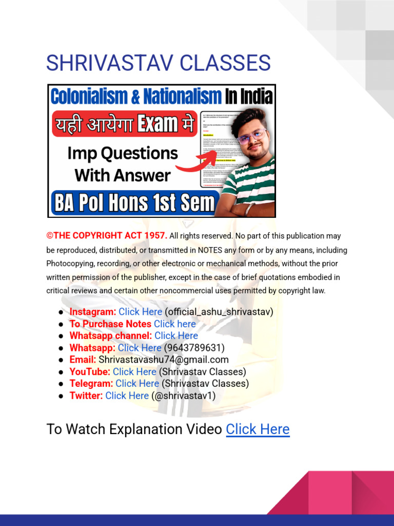 Colonialism and Nationalism | PDF | Nationalism | Indian Nationalism